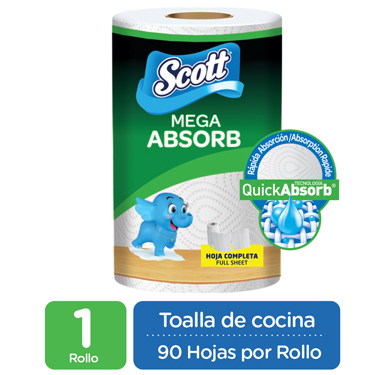 SCOTT MEGA ABSORB 90 HOJAS | Colmado La Dolores Inc